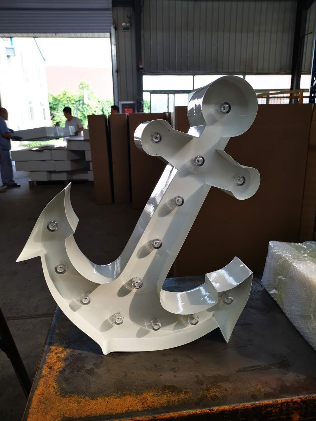 24" Metal Anchor Sign Marquee Anchor Sign Light up Anchor Home Party ...