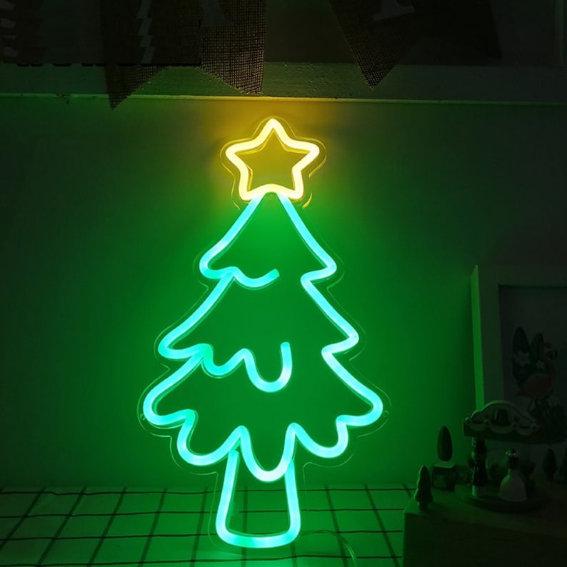 Christmas Tree Neon Sign With Acrylic Board Neon Decor Home Christmas ...