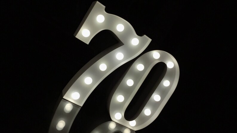 12metal White/black Number 70-79 Light up Number Seventy - Etsy