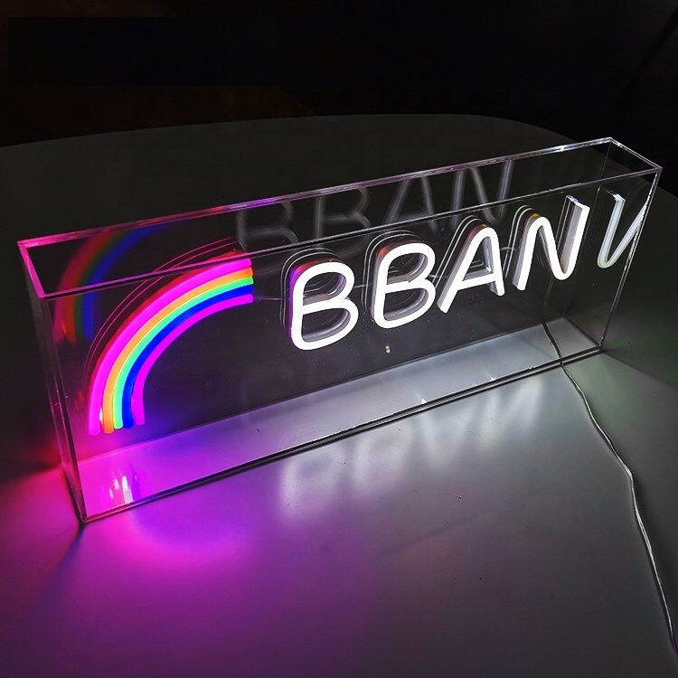 Rainbow Name Sign Neon Sign Neon Box Neon Decor Neon Art - Etsy