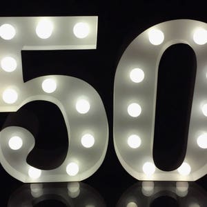 12" Metal Number 50-59 Light up Number Fifty Home Bedroom Shop Window ...