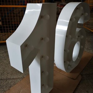60cm Tall LED White Metal Large Numbers Light up Numbers Anniversary ...