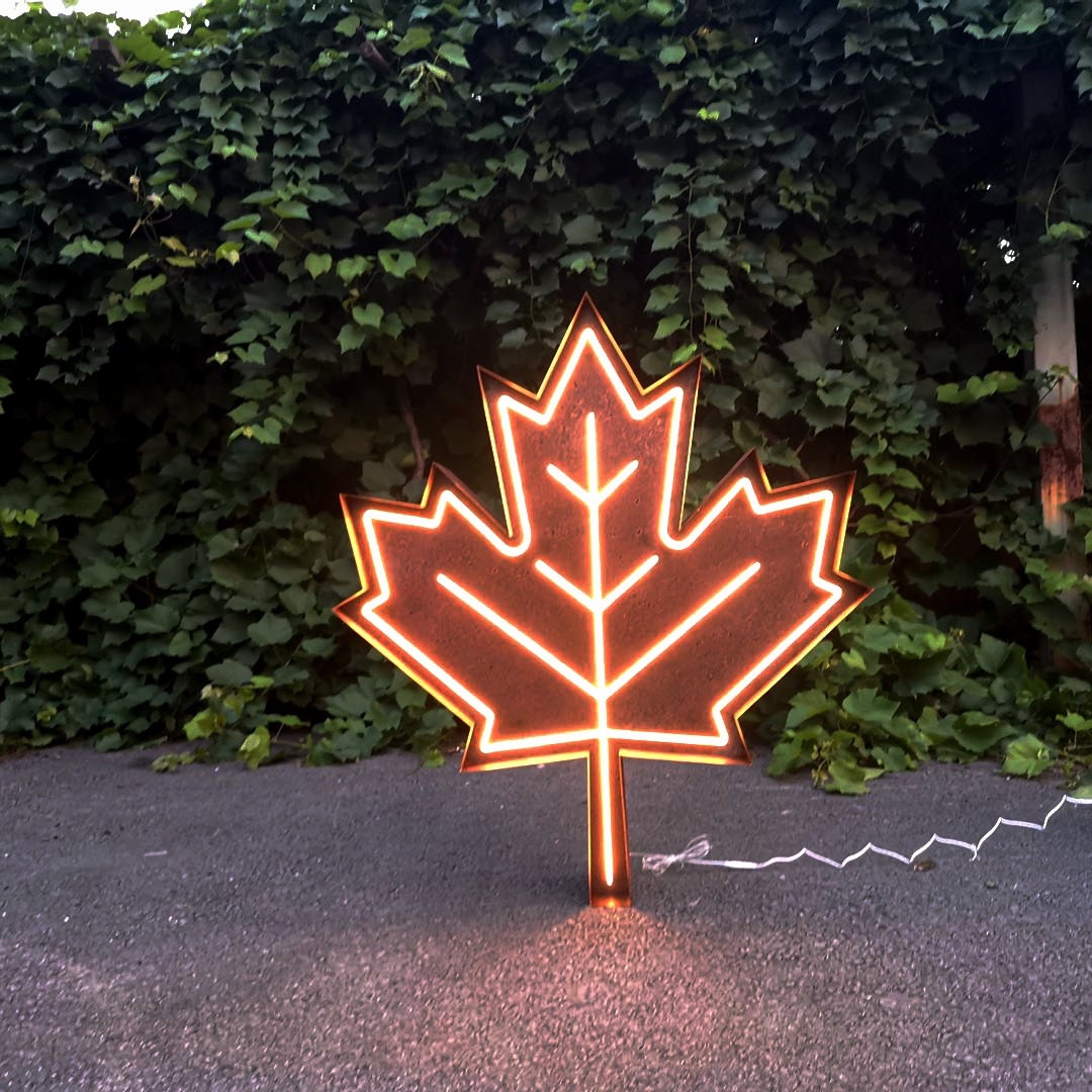 24" Metal Marquee Sign Maple Leaf Sign Neon Sign Maple Neon Light Home ...