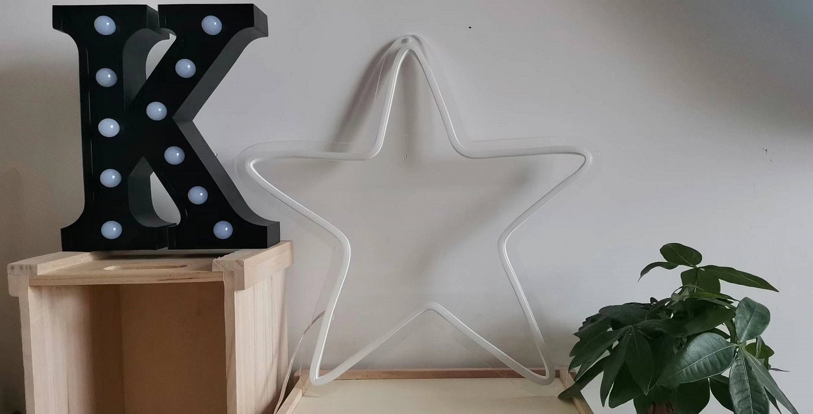 Warm White Star LED Neon Sign With Acrylic Board Neon Decor - Etsy
