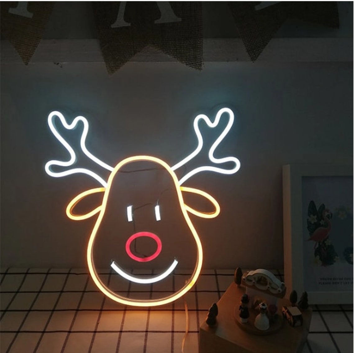 Christmas Reindeer Neon Sign Neon Light With Acrylic Board - Etsy