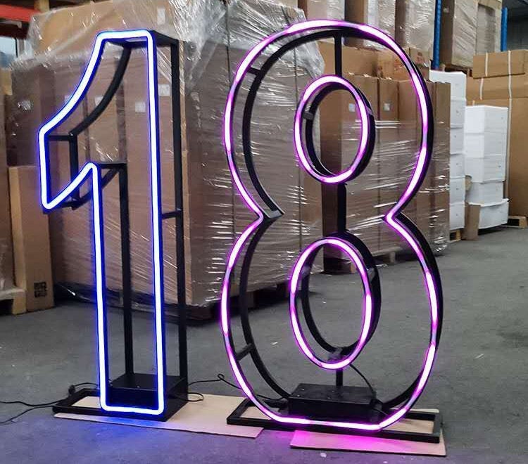 39 Neon Letters Numbers A-Z 0-9 Embedded in Metal Frame - Etsy