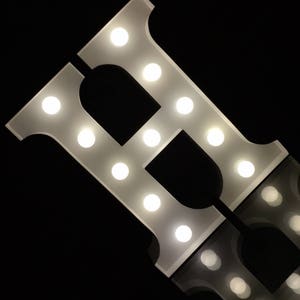 Hand Made Metal White H Marquee Letter Light 9"height Light up Alphabet ...
