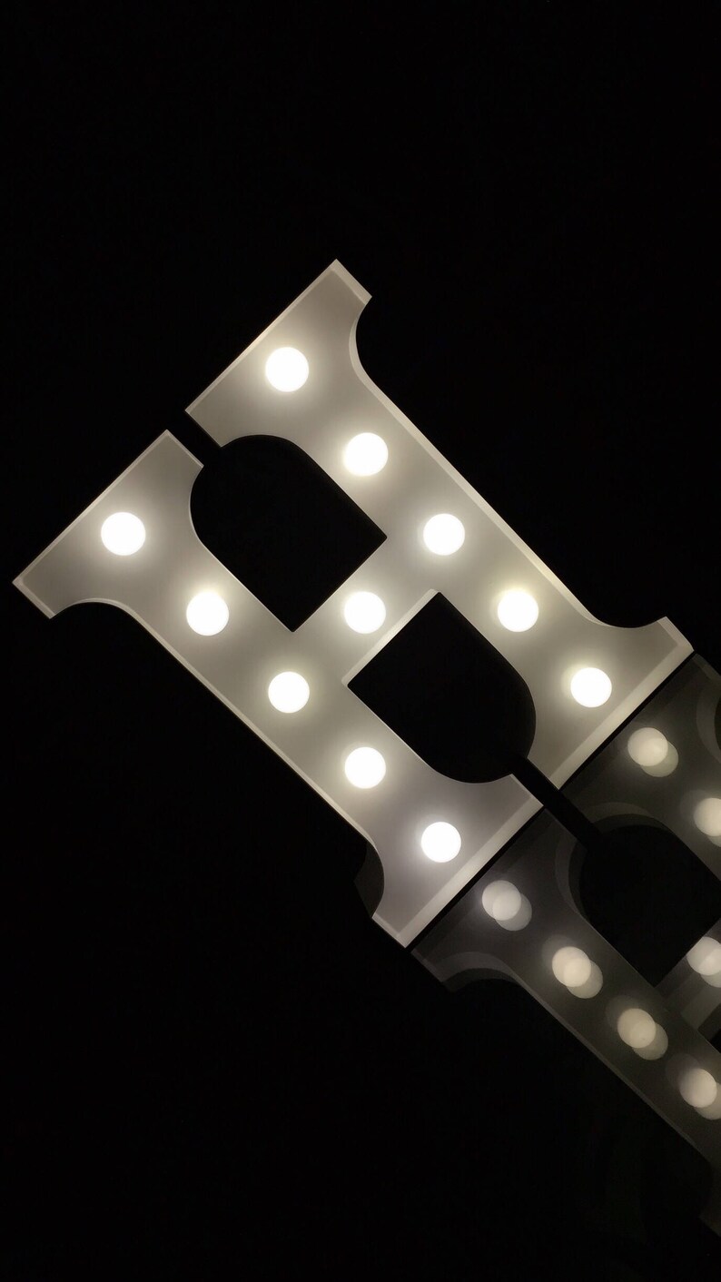 Hand Made Metal White H Marquee Letter Light 9"height Light up Alphabet ...