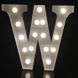 Metal White Initial Letter W Marquee Letter Light 9"height Light up ...
