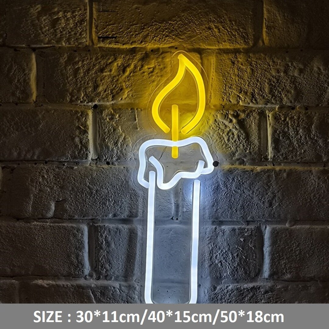 LED Candle Neon Sign, Christmas Decor Light - Etsy
