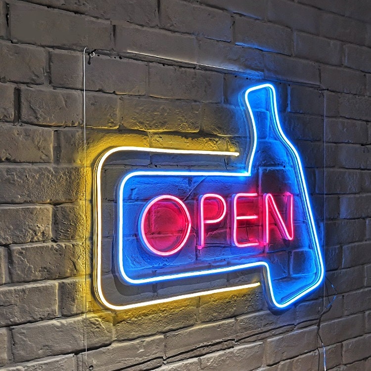 Open Neon Sign Alcohol Liquor Beer Wine Neon Sign LED Neon Light Neon ...