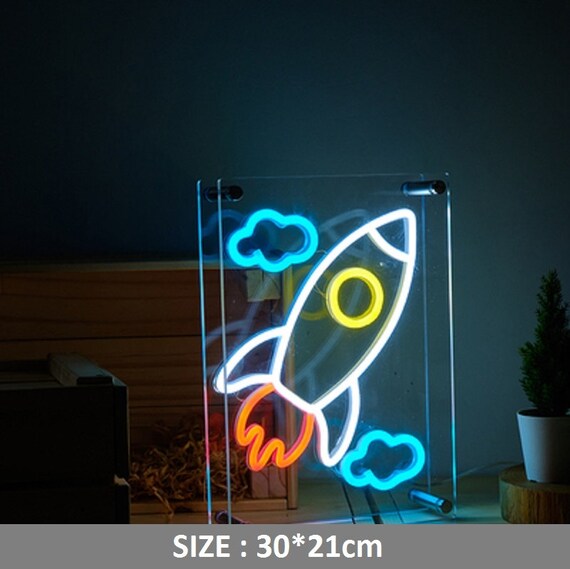 Space Rocket Neon Sign Neon Box Neon Decor Light up Rocket | Etsy