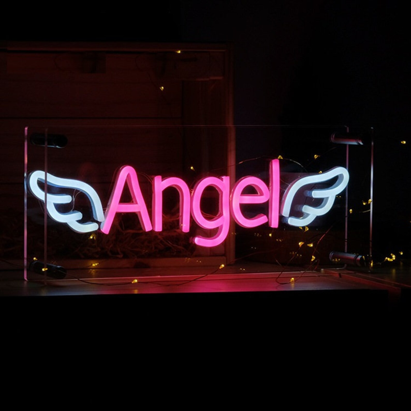 Angel Neon Sign Neon Box Neon Decor Angel Letters Neon Box - Etsy