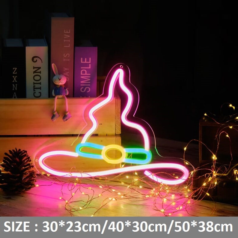 Halloween Neon Sign Witch Hat Neon Sign Halloween Decor - Etsy