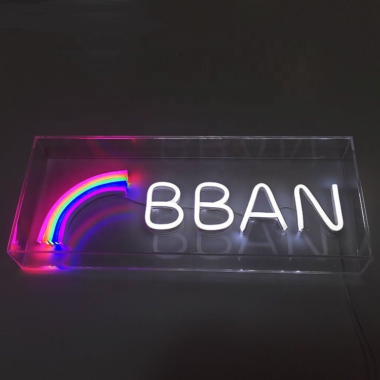 Rainbow Name Sign Neon Sign Neon Box Neon Decor Neon Art - Etsy