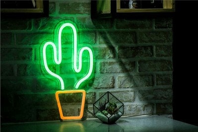 Mini Cactus Neon Sign With Acrylic Plate USB Powered Neon - Etsy