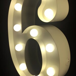 12”metal White No.6 Marquee Letter Marquee Light Light up Number Six ...