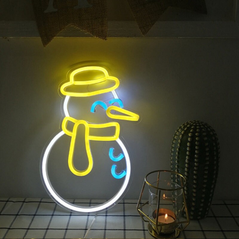 Christmas Snow Man Neon Sign With Acrylic Board 5V USB Powered - Etsy