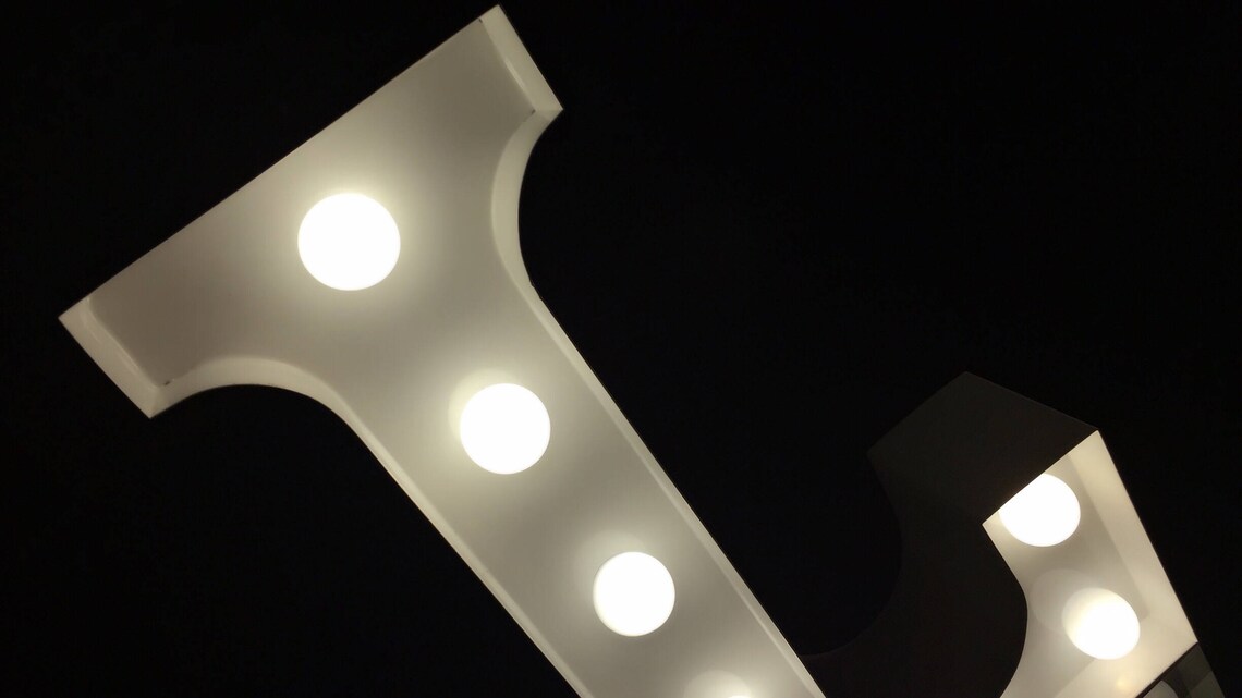 Hand made metal white initial letter L marquee letter | Etsy