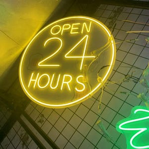 OPEN 24 Hours Neon Sign With Acrylic Board Neon Decor Neon Art Shop ...