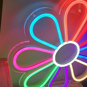 Flower LED Neon Sign With Acrylic Board Flower Neon Decor Neon Light ...