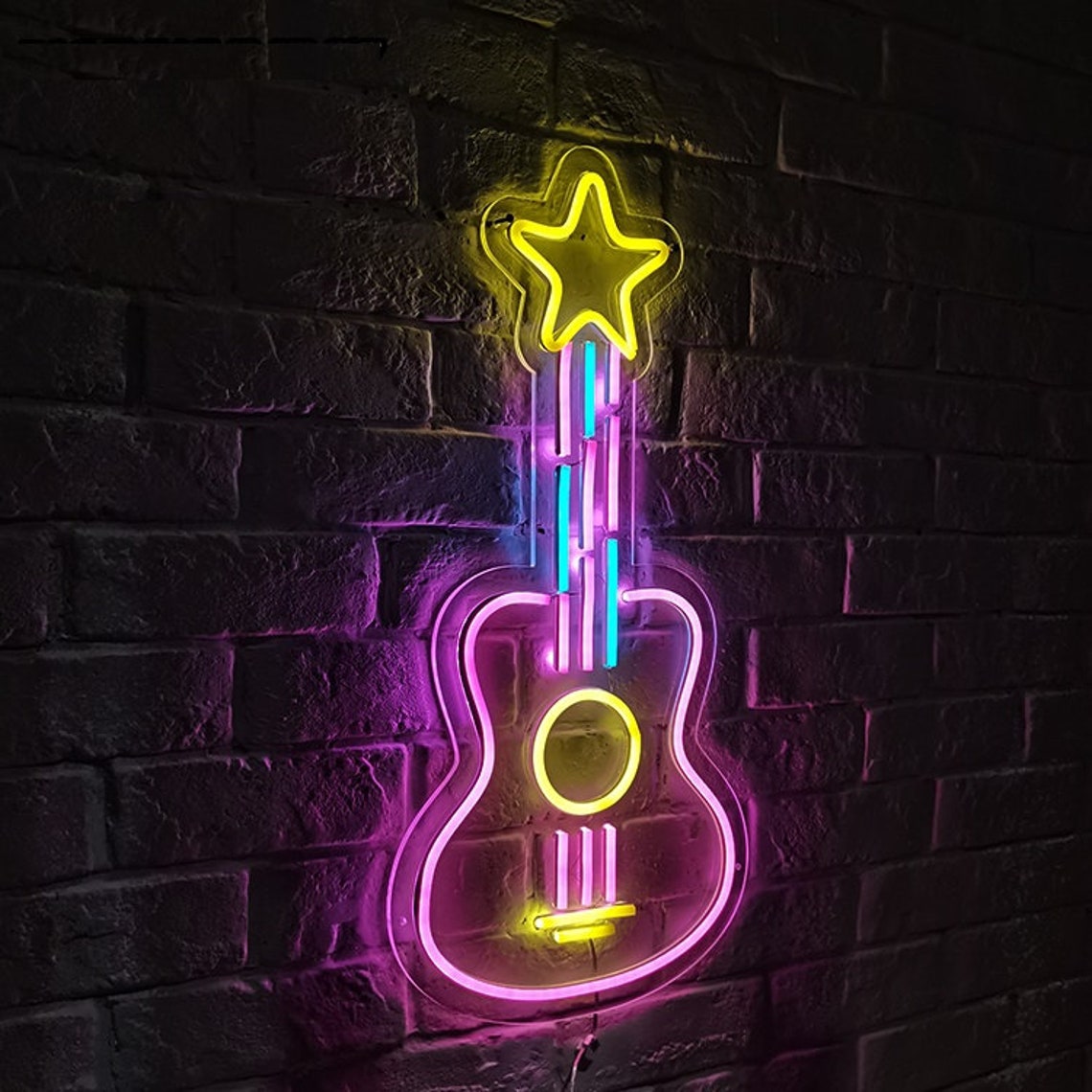 Guitar Neon Sign With Acrylic Plate Glowing Neon Guitar Sign - Etsy