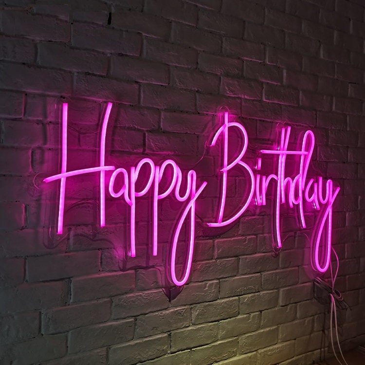 Happy Birthday Light up Neon Letters Neon Sign With Acrylic Plate Wall ...