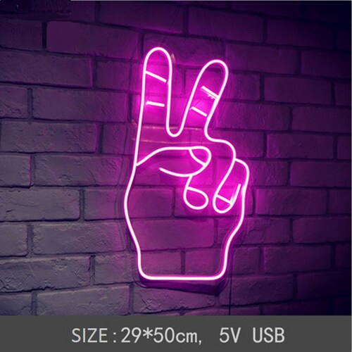 Victory Neon Sign With Acrylic Plate 5V USB Powered V Gesture - Etsy