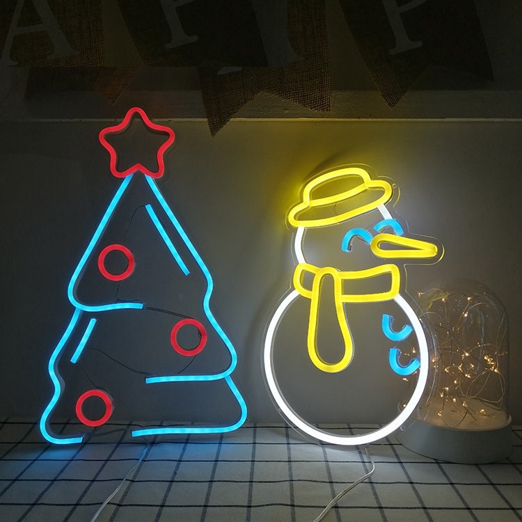 Christmas Tree Neon Sign With Acrylic Plate Christmas Neon Decor Home ...