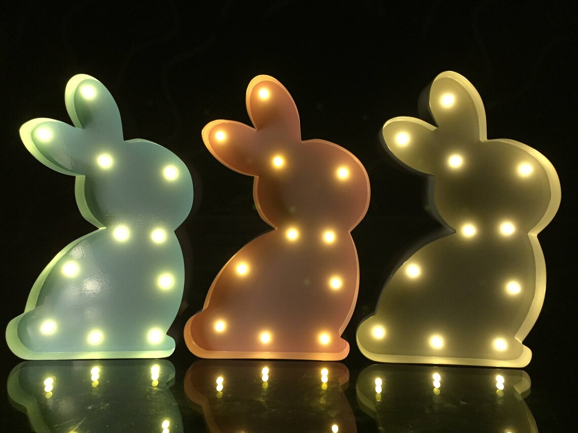 9 Blue Metal LED Light Marquee Light Sign Rabbit Bunny - Etsy