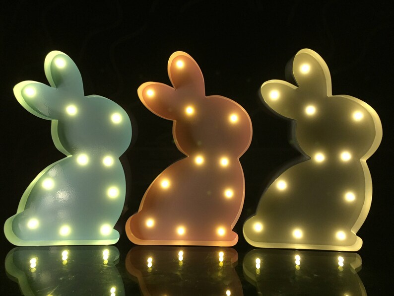 9 Blue Metal LED Light Marquee Light Sign Rabbit Bunny - Etsy