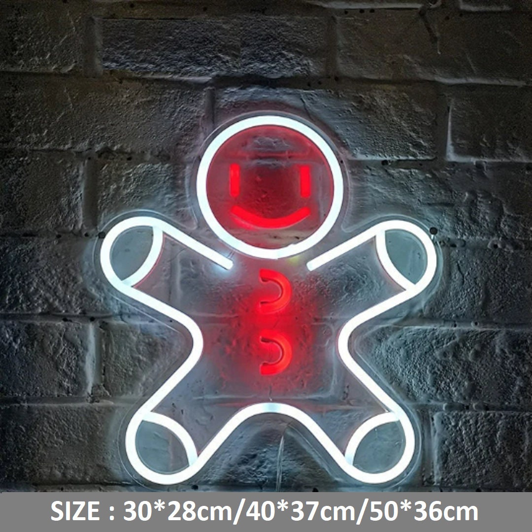 Christmas Gingerbread Man Neon Sign With Acrylic Board Christmas Neon ...