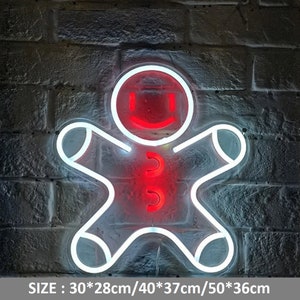 Christmas Gingerbread Man Neon Sign With Acrylic Board Christmas Neon ...