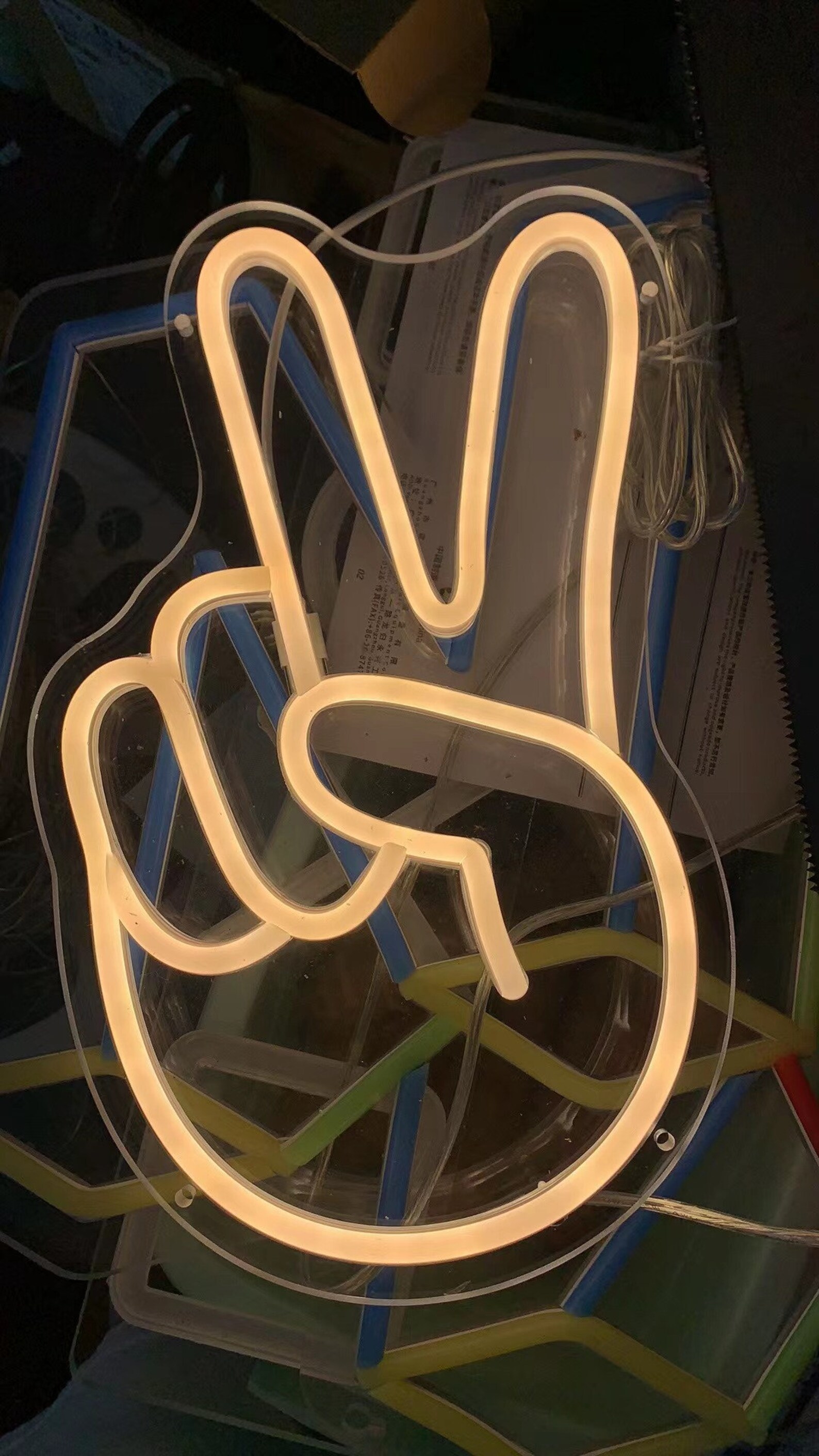 Peace Neon Sign Neon Decor 5V USB Powered V Gesture Hand Peace Neon ...