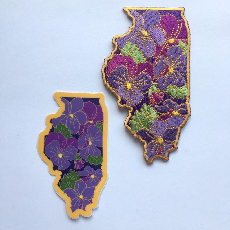 Illinois Violet Embroidered Patch Iron on Patches State | Etsy