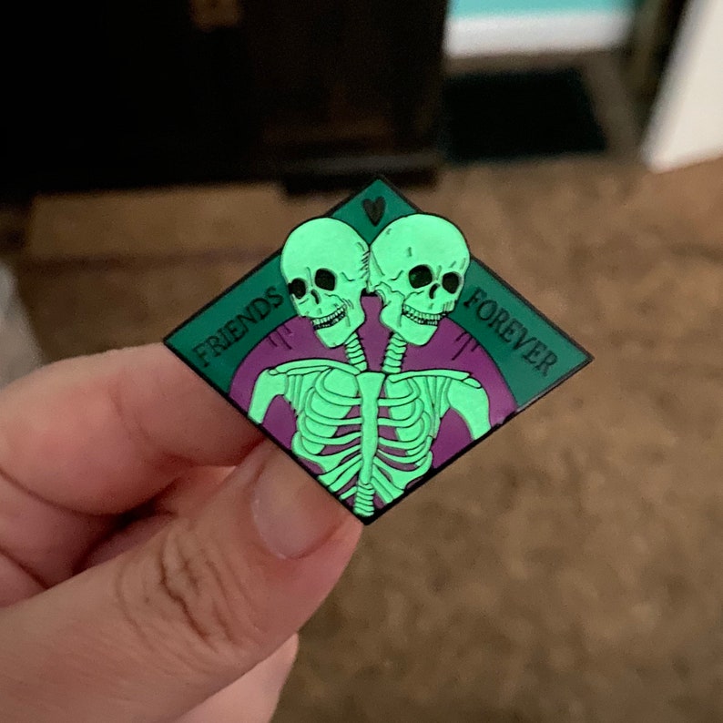 Friends Forever Enamel Pin Party Variant Teal and Purple - Etsy