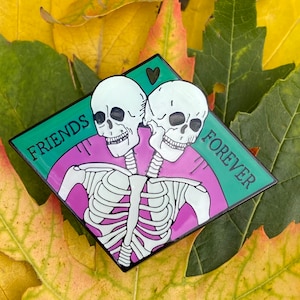 Friends Forever enamel pin Party Variant Teal and Purple | Etsy