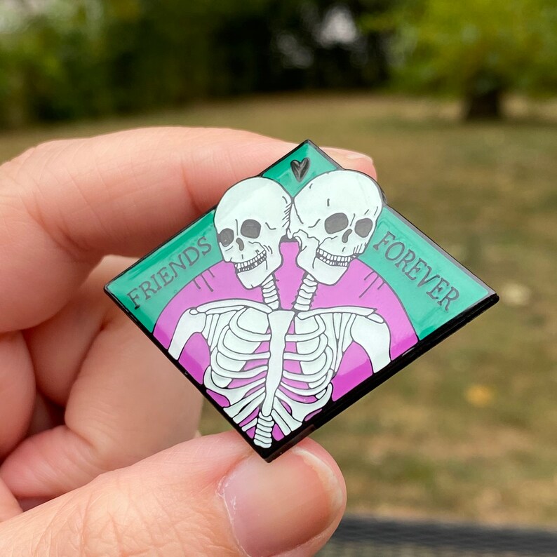 Friends Forever Enamel Pin Party Variant Teal and Purple - Etsy