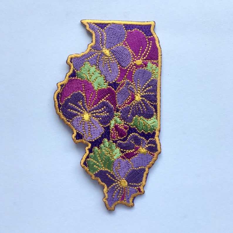 Illinois Violet Embroidered Patch Iron on Patches State | Etsy