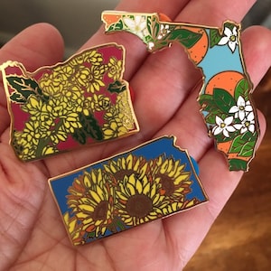 Kansas Sunflower - Hard Enamel Pin - State Flower Series Flair Lapel ...