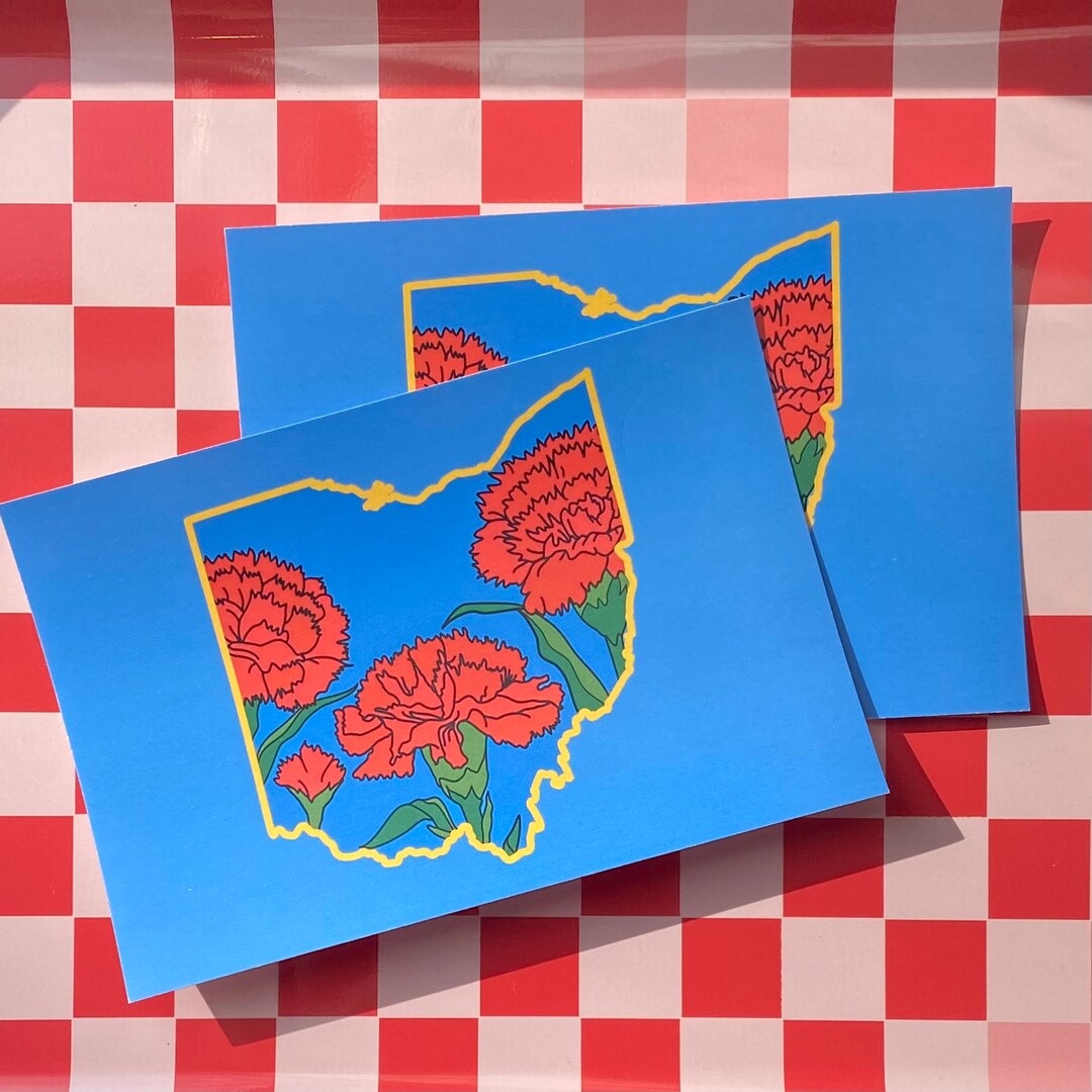 SALE - 4 X 6 Print - Ohio Scarlet Carnation Early Design State Flower ...