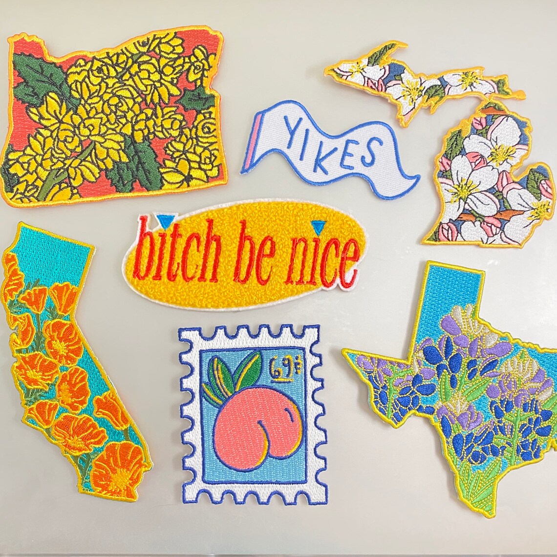 Peach Stamp 69c Embroidered Patch postage stamp Save The | Etsy