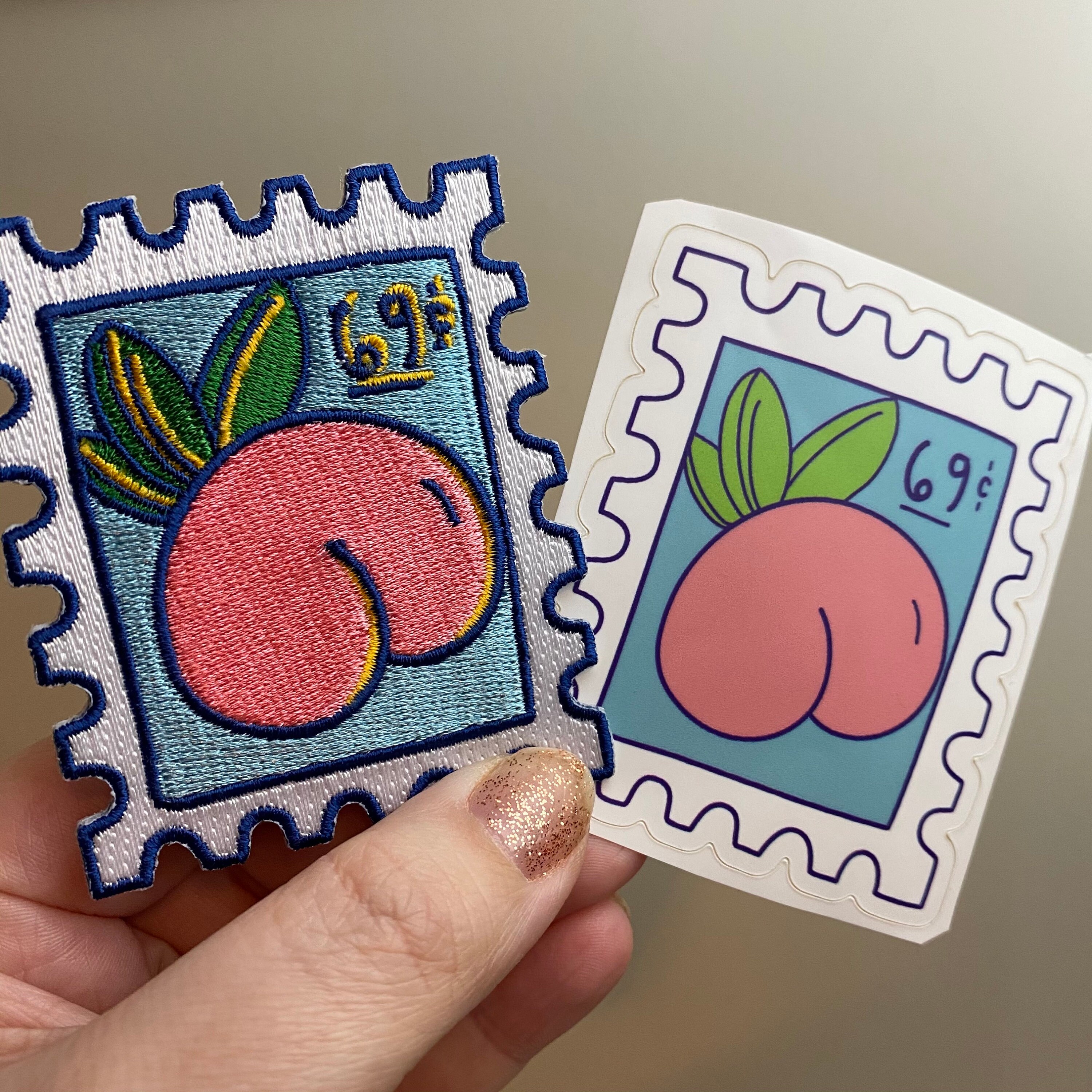 Peach Stamp 69c Embroidered Patch postage stamp Save The | Etsy