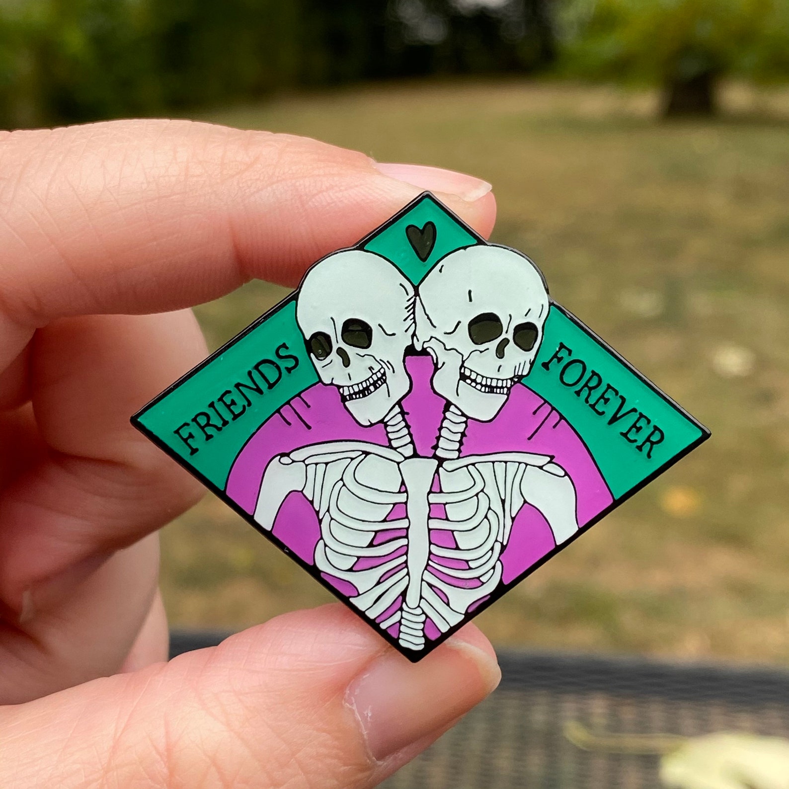 Friends Forever Enamel Pin Party Variant Teal and Purple - Etsy