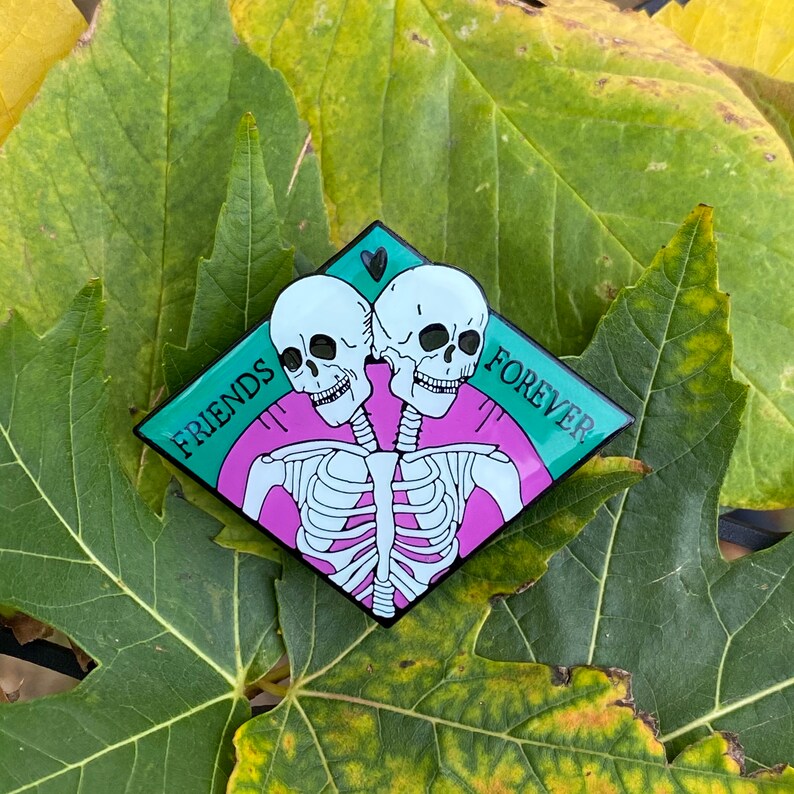 Friends Forever enamel pin Party Variant Teal and Purple | Etsy