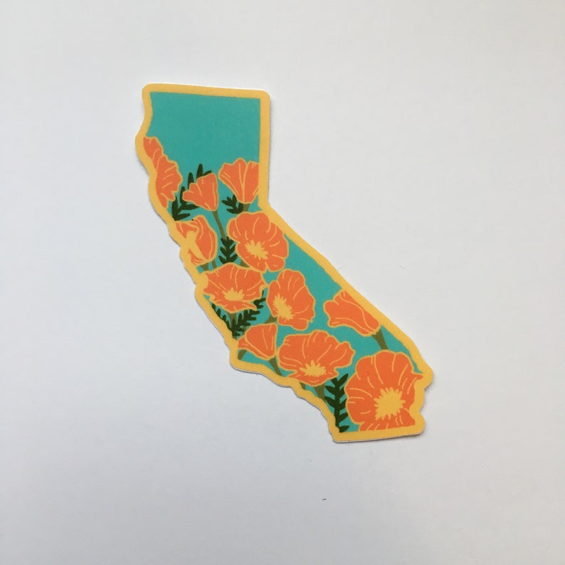 California Poppy State Flower Series Vinyl Sticker - Etsy