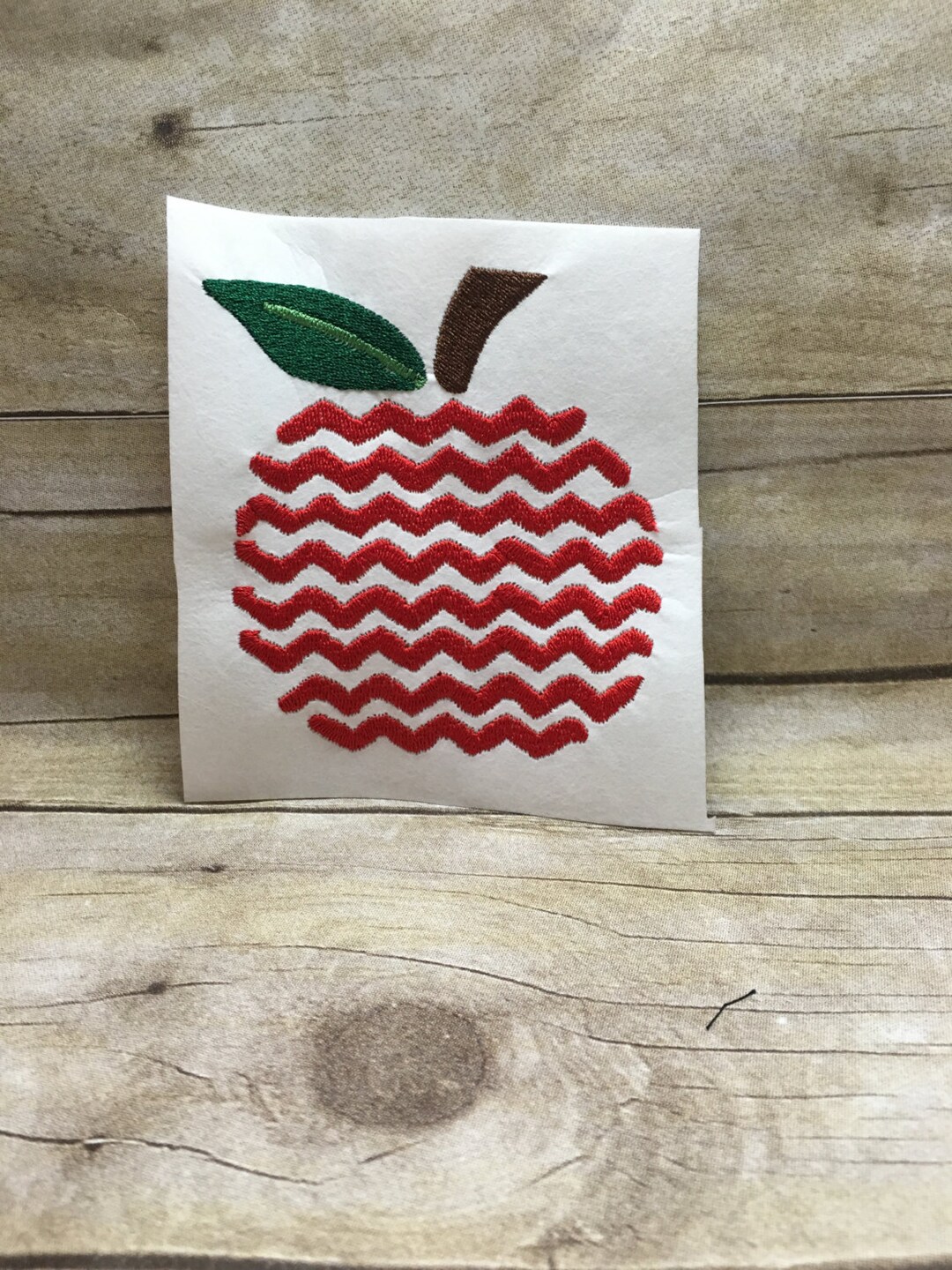 Chevron Apple Embroidery Design, Applw Chevron Embroidery Design - Etsy