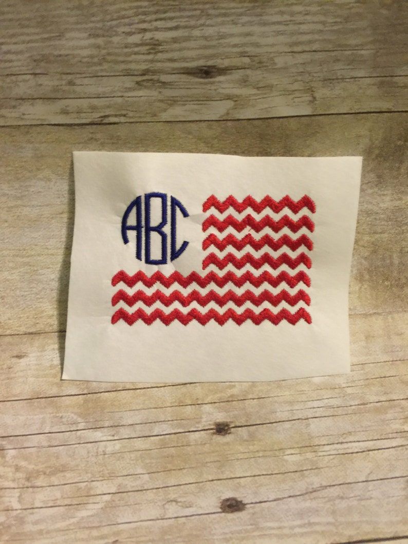 Monogrammed Chevron Flag Embroidery Design, Fourth of July Embroidery ...