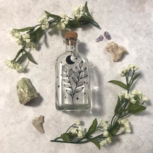 Moon Water Glass Bottle With Cork Full Moon Dark Moon - Etsy