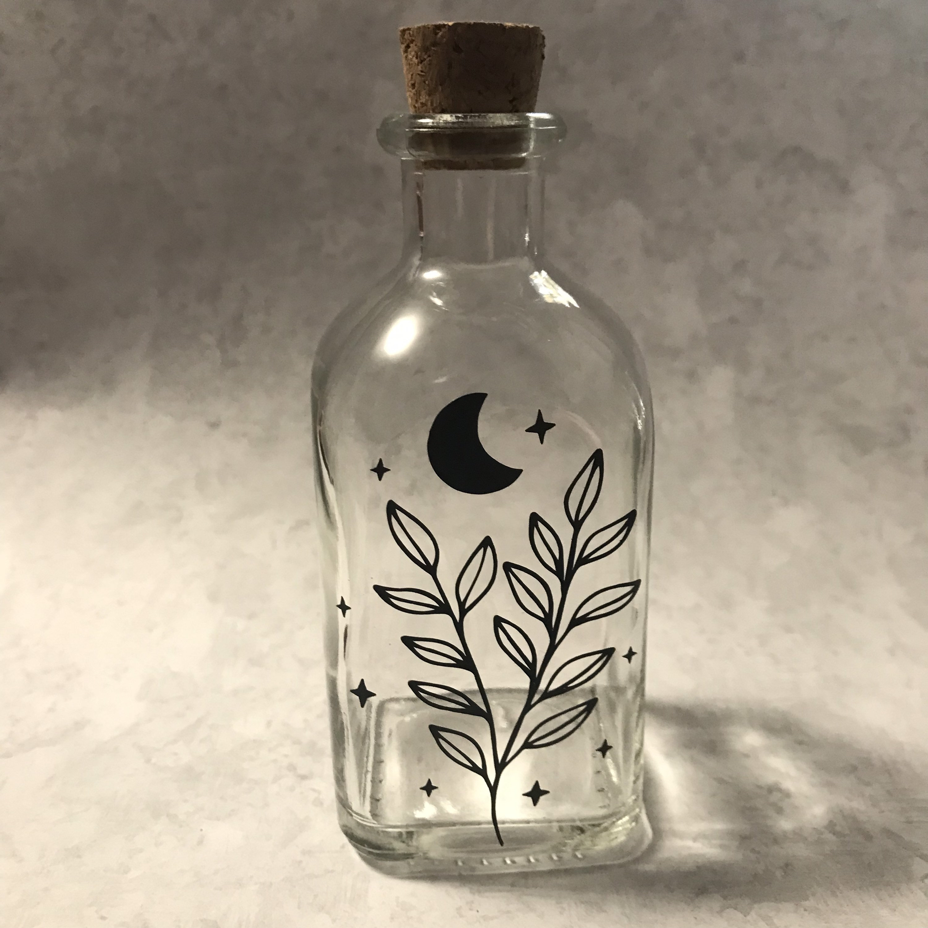 Moon Water Glass Bottle With Cork Full Moon Dark Moon - Etsy